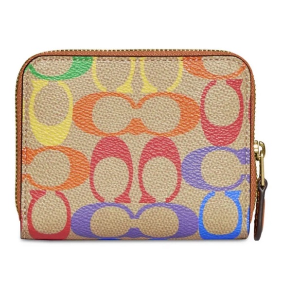 Coach | Bags | Coach Billfold Wallet Brasstan Natural Multi In Rainbow ...